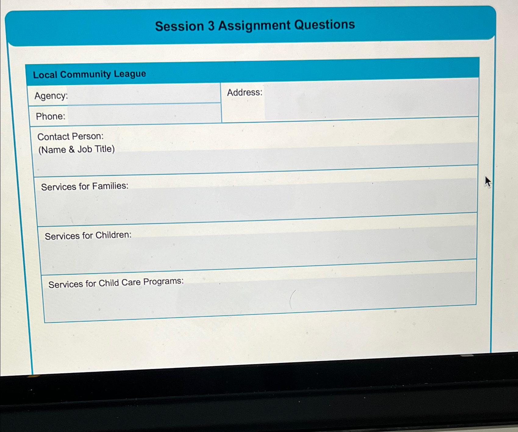 Solved Session 3 ﻿Assignment QuestionsLocal Community | Chegg.com