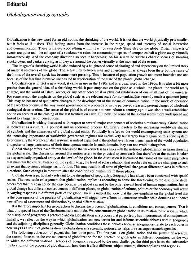Editorial Globalization and geography Globalization | Chegg.com