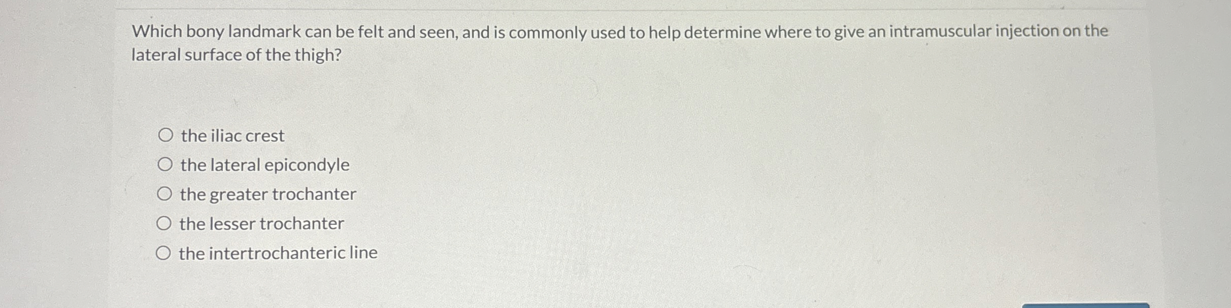 Solved Which bony landmark can be felt and seen, and is | Chegg.com
