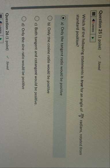 Solved Question 25 (1 ﻿point) ﻿SavedWhich of the following | Chegg.com