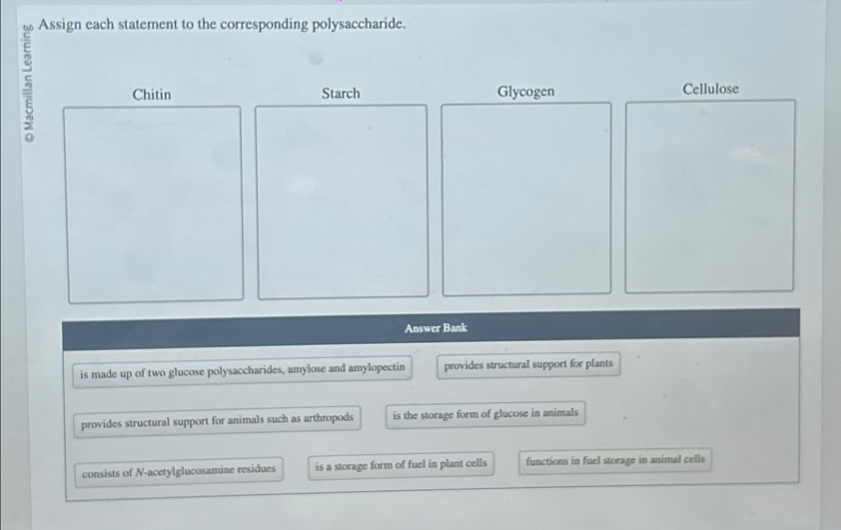 Assign each statement to the corresponding | Chegg.com