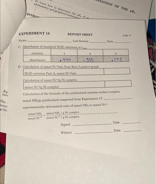 B. Preparation of standard Ni+2 solutions Standard | Chegg.com