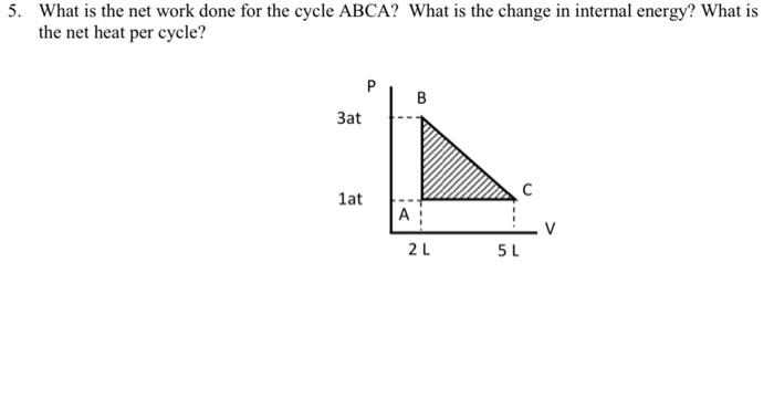 Solved 5. What is the net work done for the cycle ABCA? What | Chegg.com