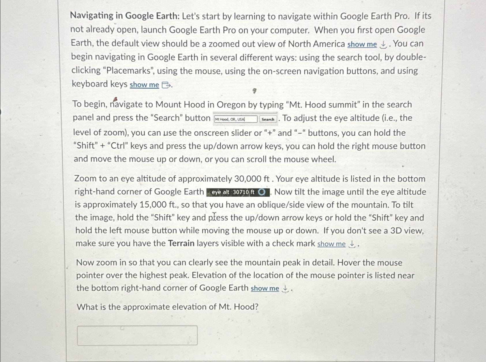 Solved Navigating in Google Earth: Let's start by learning | Chegg.com