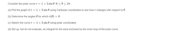 Solved Consider the polar curve r = 1 + 2 sin 8 0 | Chegg.com