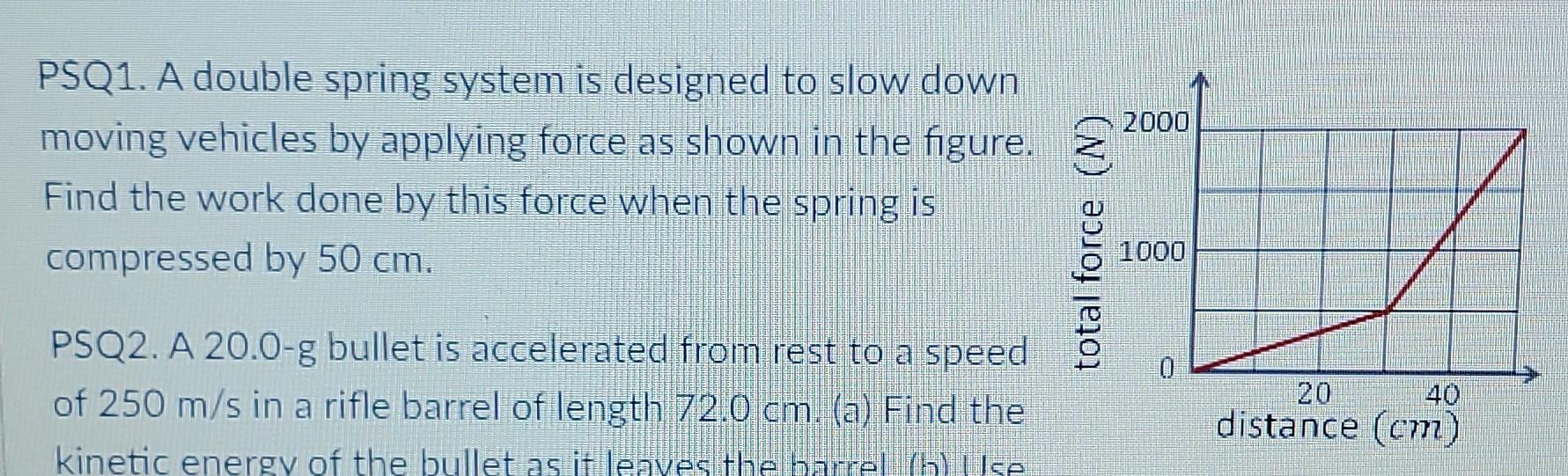 Solved PSQ1. A double spring system is designed to slow | Chegg.com