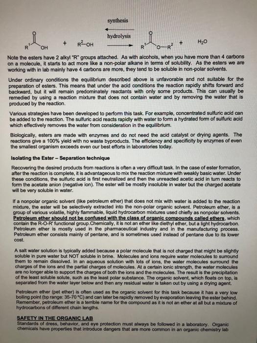 Solved Experiment #6 Ester Synthesis PRE-LAB ASSIGNMENT This | Chegg.com