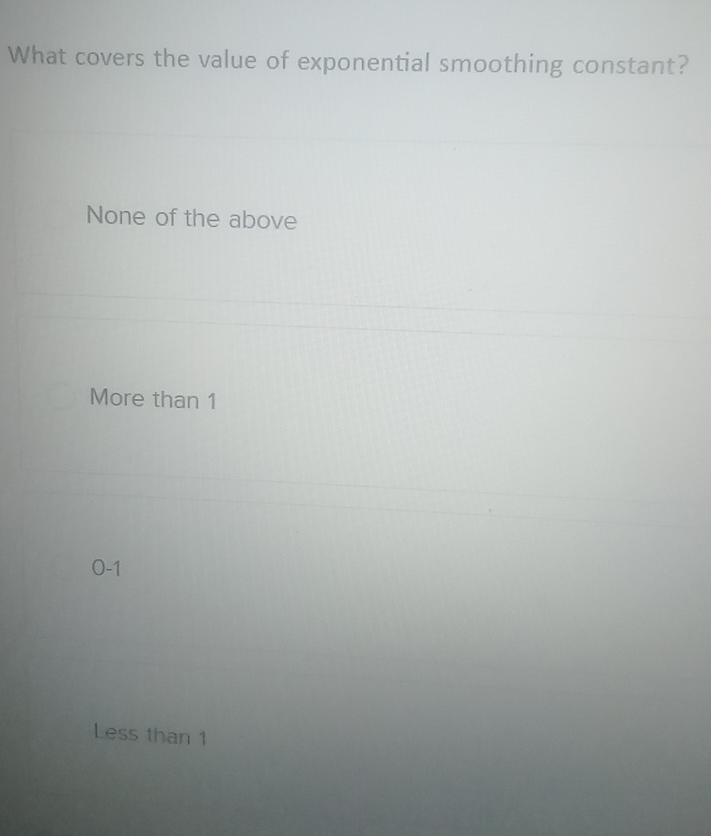 Solved What covers the value of exponential smoothing | Chegg.com