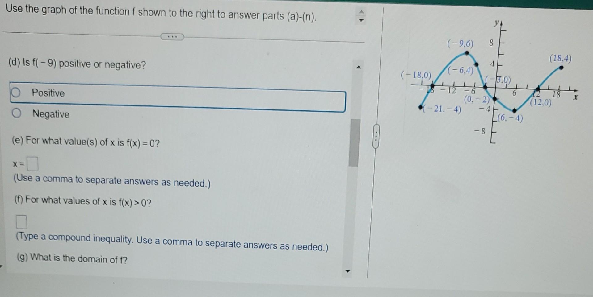 Solved Use the graph of the function f shown to the right to | Chegg.com