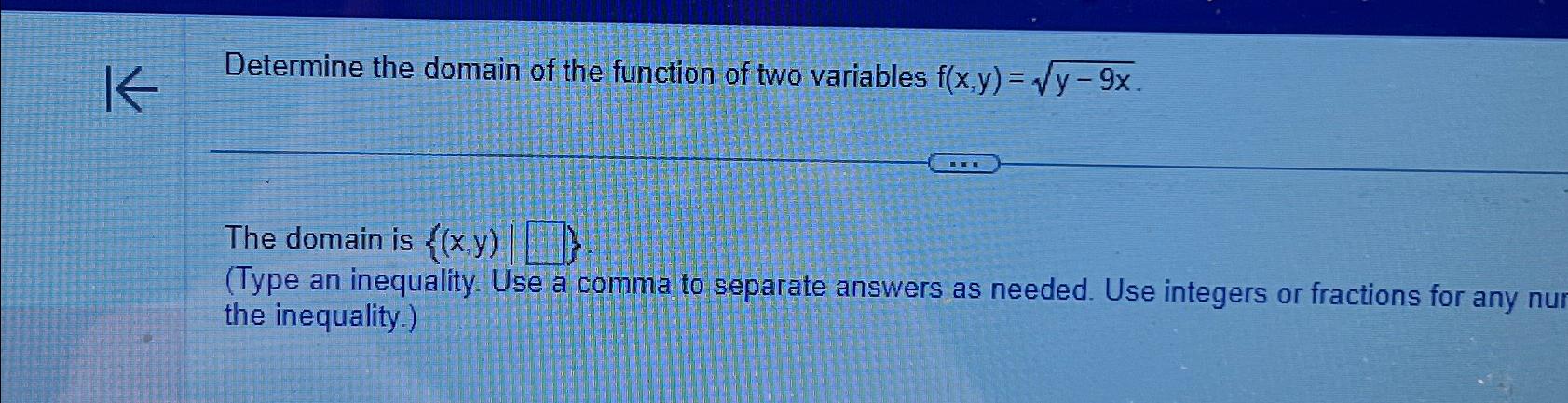 Solved Determine the domain of the function of two variables | Chegg.com