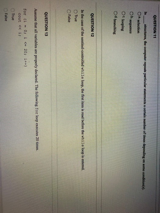Solved QUESTIONS A control structure alters the normal | Chegg.com