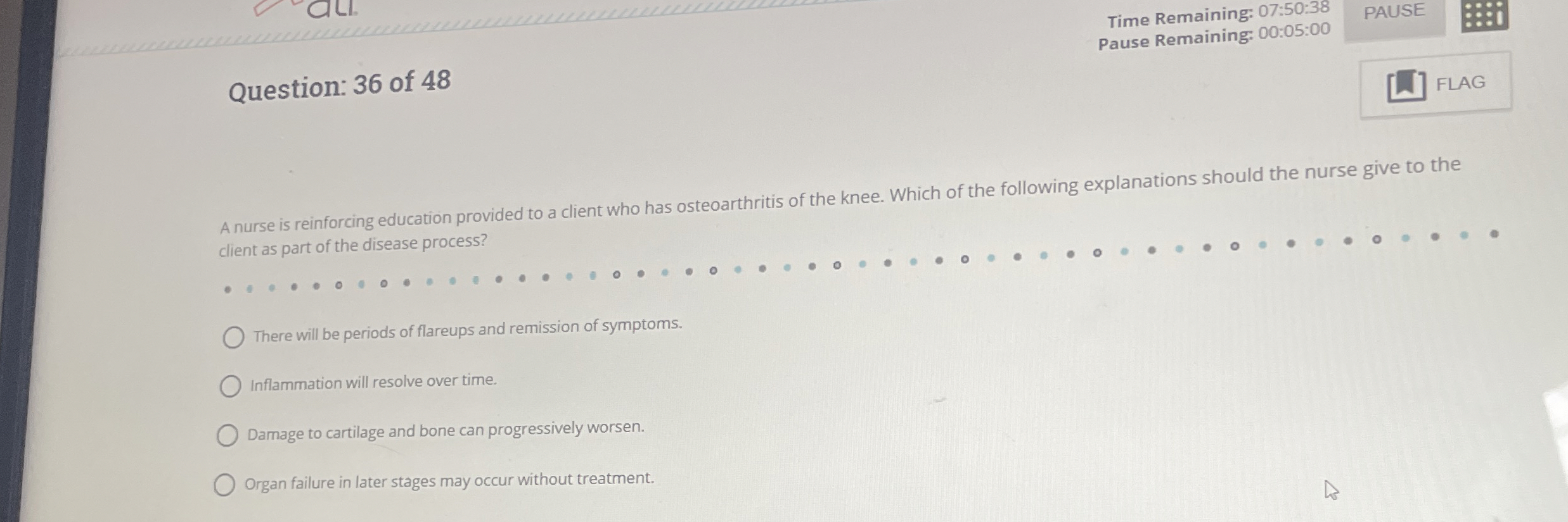 Solved Time Remaining: 07:50:38PAUSEQuestion: 36 ﻿of 48Pause | Chegg.com