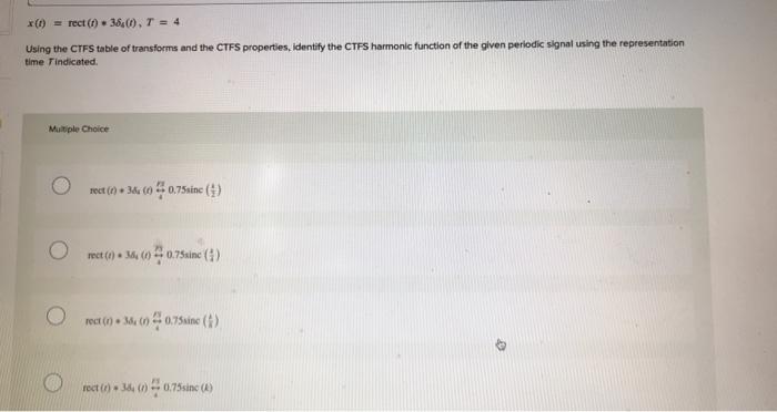 Solved (= rect (. 36.00. T = 4 Using the CTFS table of | Chegg.com