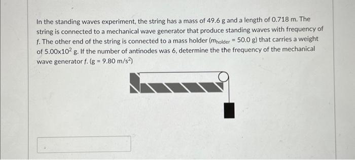 Solved In the standing waves experiment, the string has a | Chegg.com