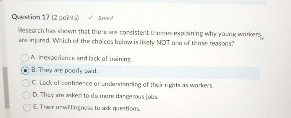 Solved Question 17 (2 ﻿points) ﻿SavedResearch has shown | Chegg.com