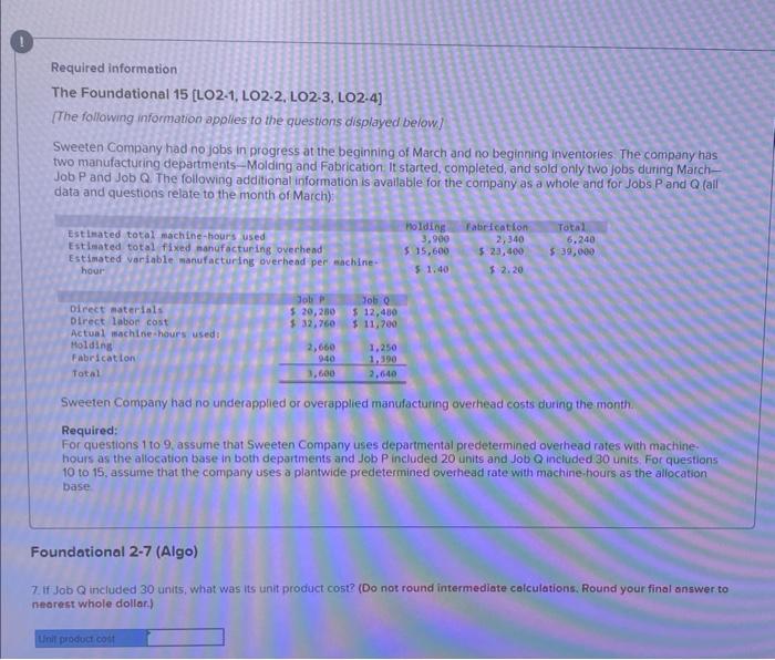 Solved Required information The Foundational 15 [LO2-1, | Chegg.com