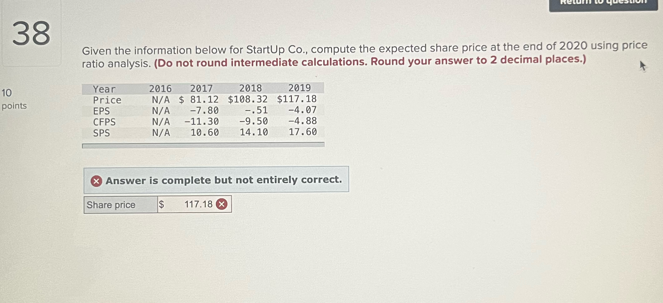 Solved 38Given the information below for StartUp Co., | Chegg.com