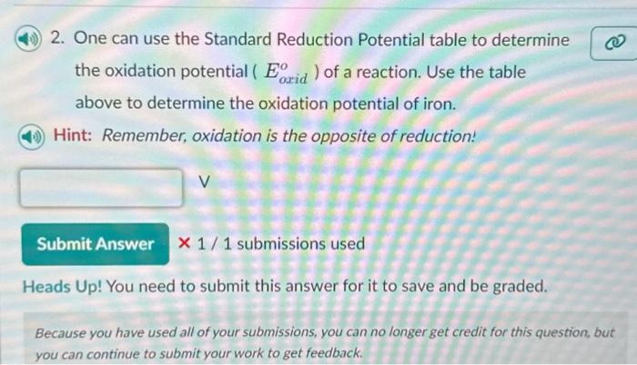 4i) 2. One can use the Standard Reduction Potential | Chegg.com