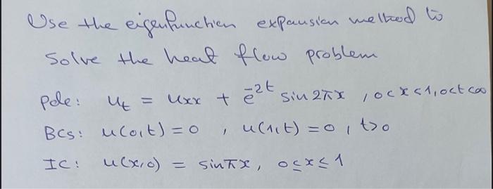 Solved Use the eigenfunction expansion method to solve the | Chegg.com
