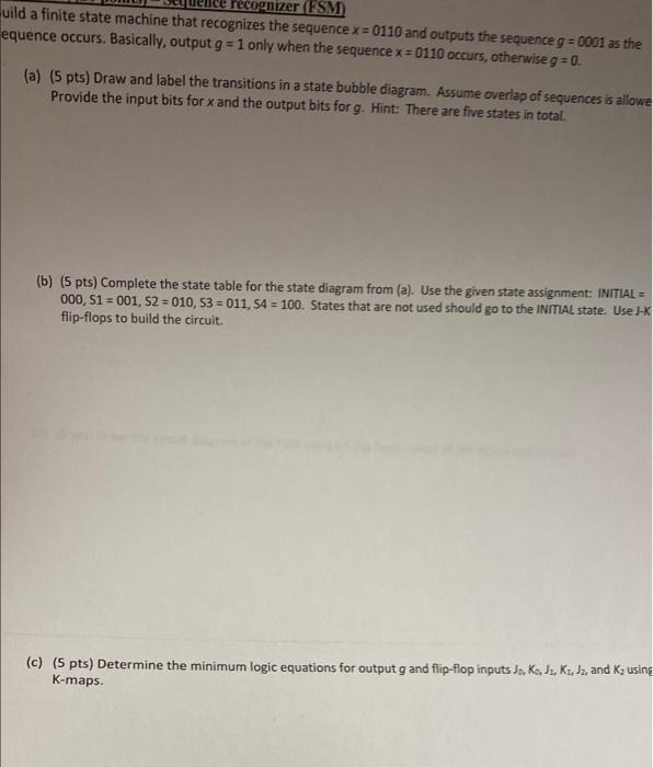 Solved recognizer (FSM) uild a finite state machine that | Chegg.com