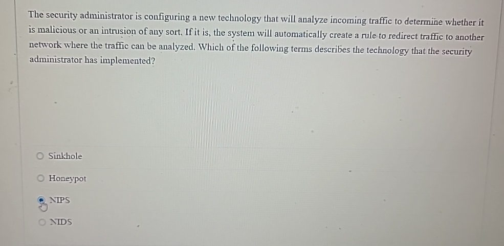 Solved The security administrator is configuring a new | Chegg.com