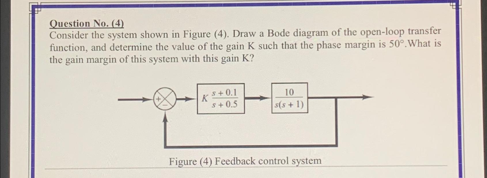 Solved Question No. (4)Consider the system shown in Figure | Chegg.com