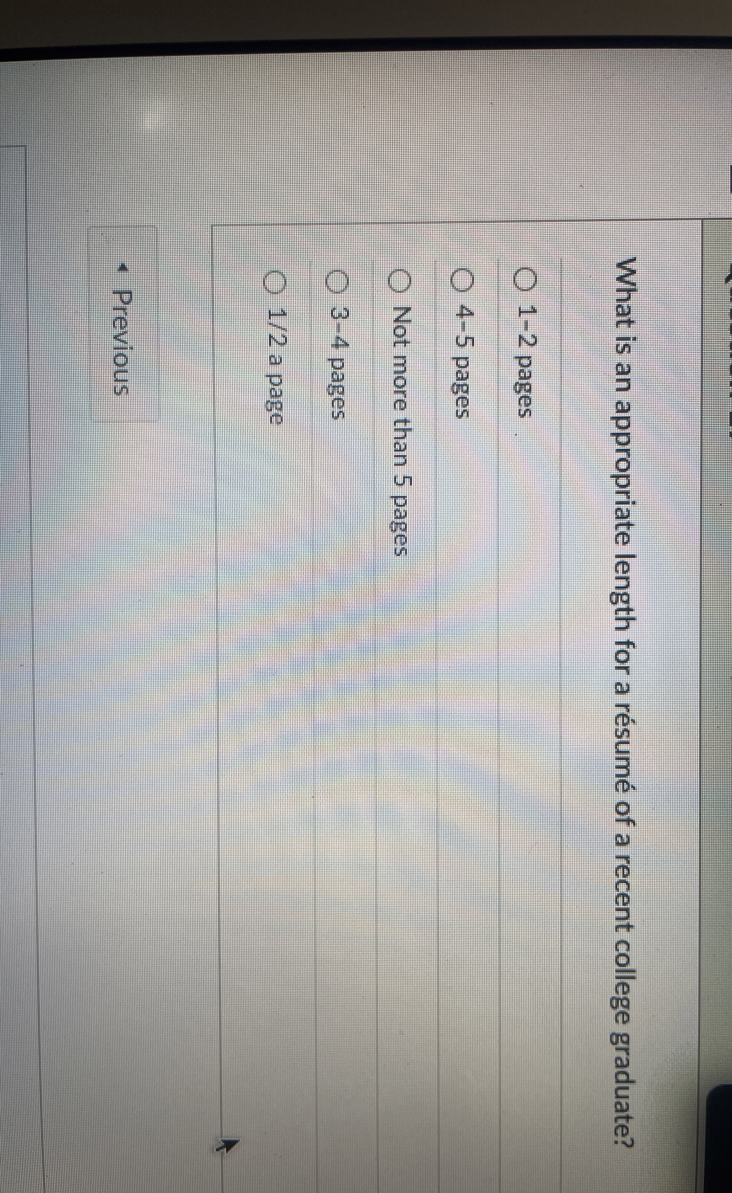Solved What is an appropriate length for a resume of a | Chegg.com