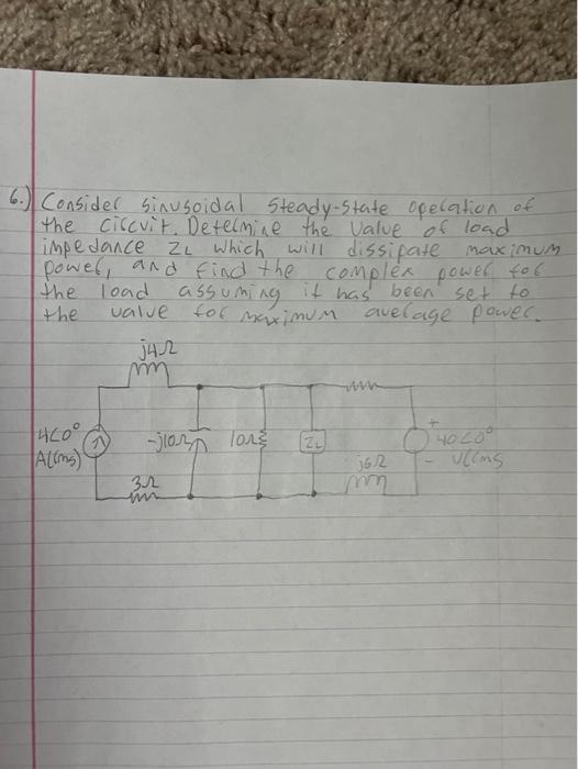 Solved Consider sinusoidal Steady-state operation of the | Chegg.com