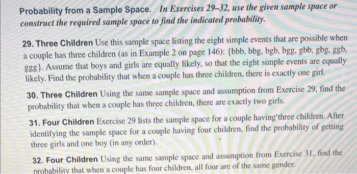 Solved 32. Four Children Using the same sample space and | Chegg.com