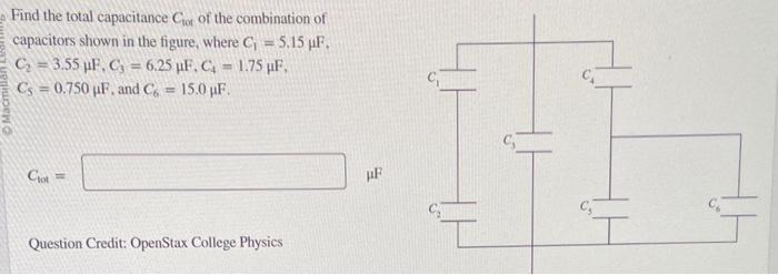 Solved Find the total capacitance Clot of the combination | Chegg.com