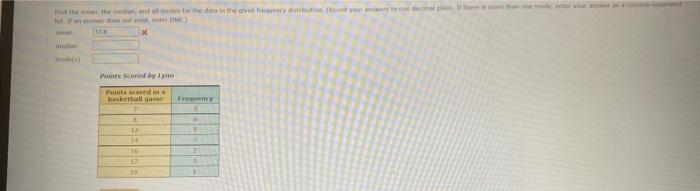 Solved Find the mean, the median, and all modes for the data | Chegg.com