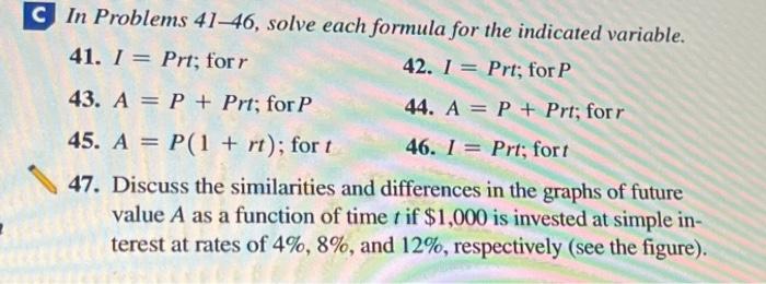 Solved In Problems 41−46, solve each formula for the | Chegg.com