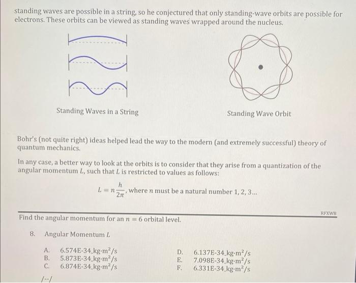 Solved Quantized Orbitals According to the classic theory of | Chegg.com