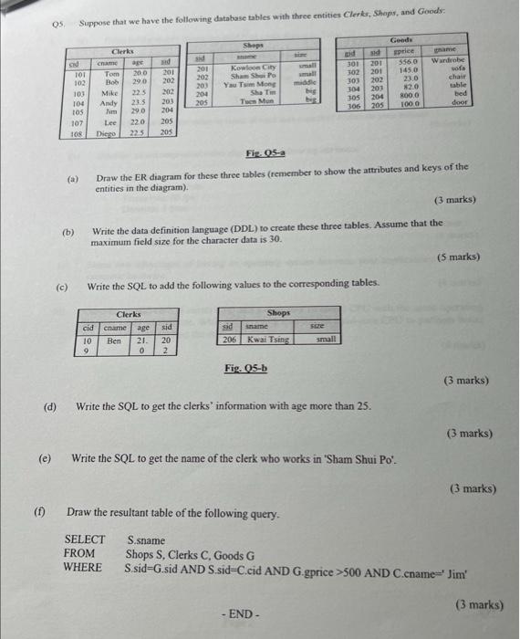 Solved Q5. Suppose that we have the following database | Chegg.com