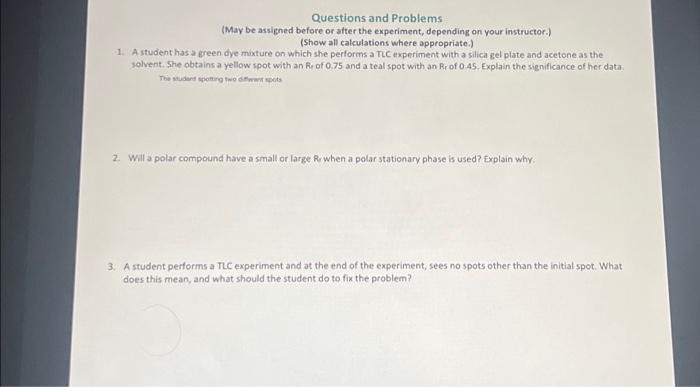 Solved Questions and Problems (May be assigned before or | Chegg.com