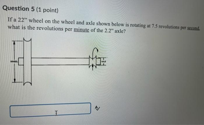Solved Question 5 (1 point) If a 22” wheel on the wheel and | Chegg.com
