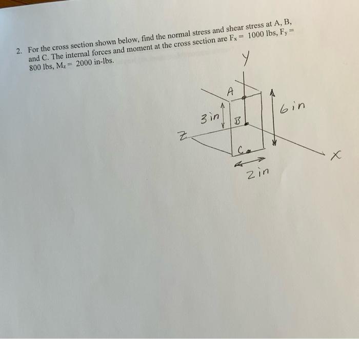 Solved 2. For the cross section shown below, find the normal | Chegg.com