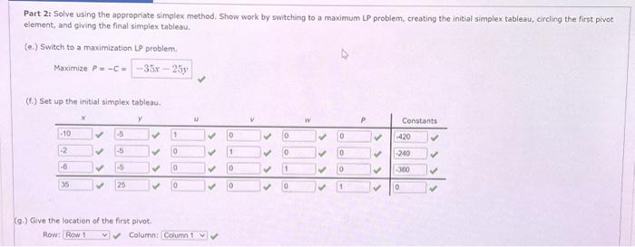 Part 2: Solve using the appropriate simplex method. | Chegg.com