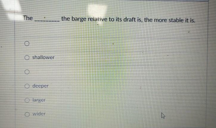 Solved The the barge relative to its draft is, the more | Chegg.com