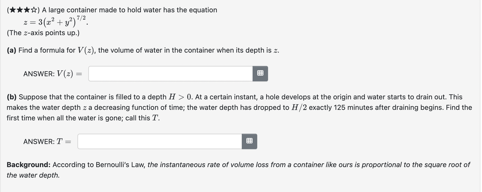 Solved (************) ﻿A large container made to hold water | Chegg.com