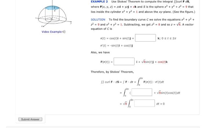 Solved Submit Answer Video Example EXAMPLE 2 Use Stokes' | Chegg.com