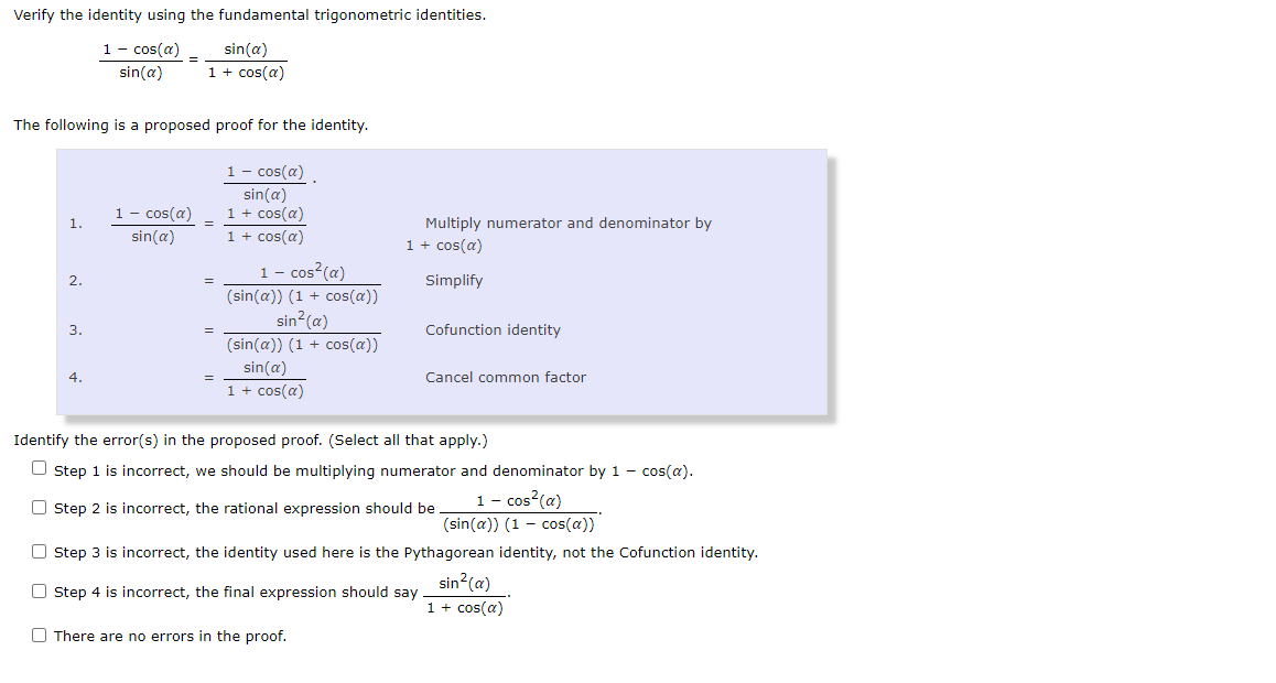 Solved Verify the identity using the fundamental | Chegg.com