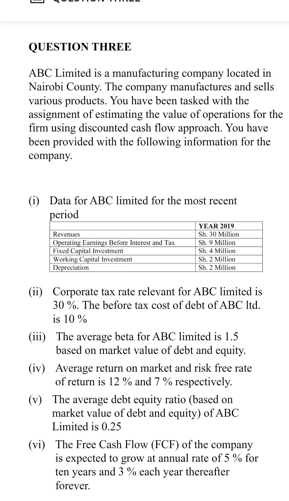 Solved QUESTION THREE ABC Limited is a manufacturing company | Chegg.com