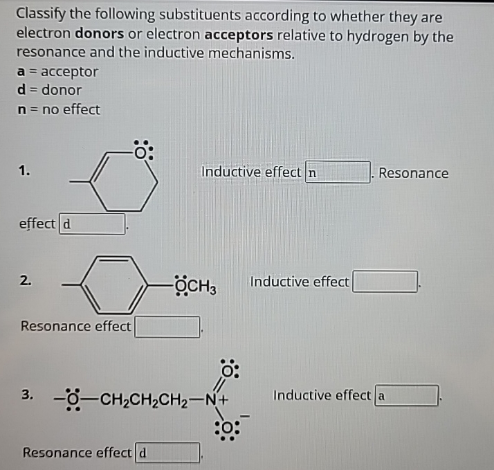 Solved Classify the following substituents according to | Chegg.com