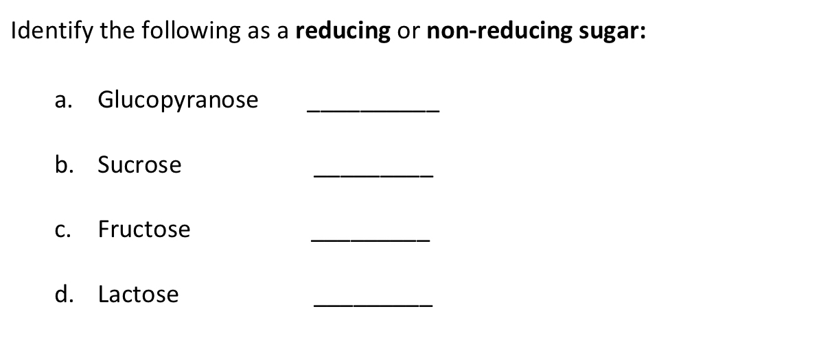 Solved Identify the following as a reducing or non-reducing | Chegg.com