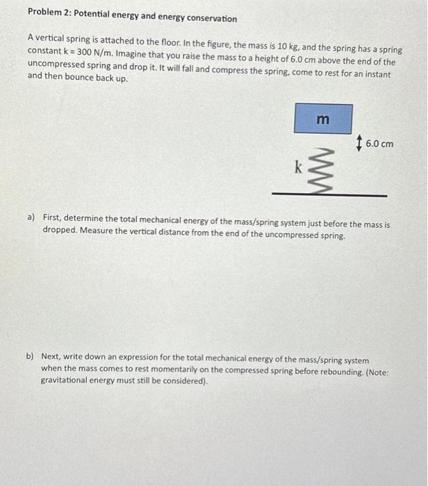 Solved A vertical spring is attached to the floor. In the | Chegg.com