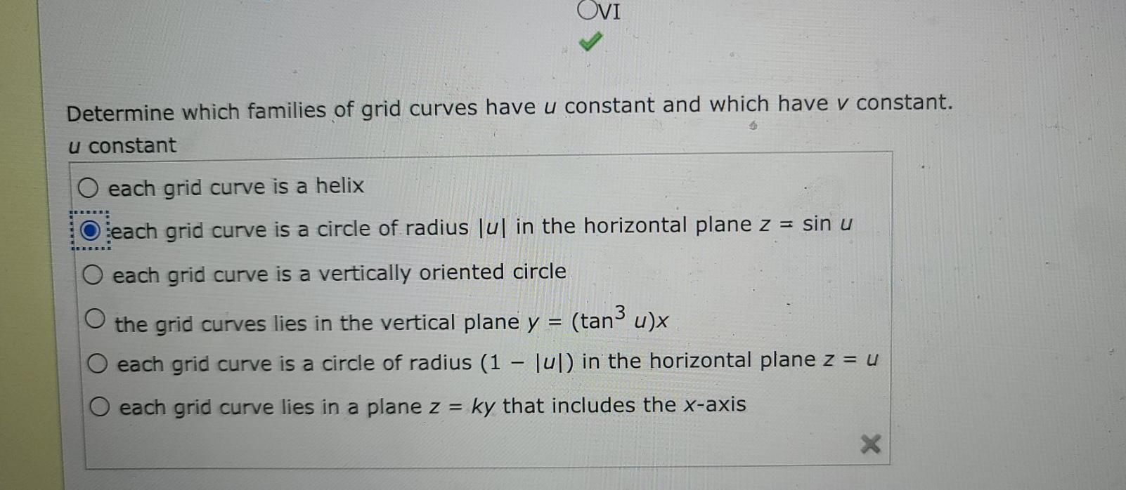 Solved OVI Determine which families of grid curves have u | Chegg.com