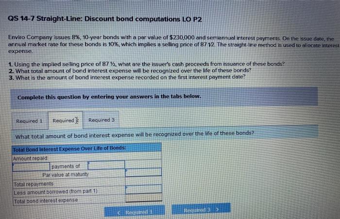 Solved QS 14-7 Straight-Line: Discount bond computations LO | Chegg.com