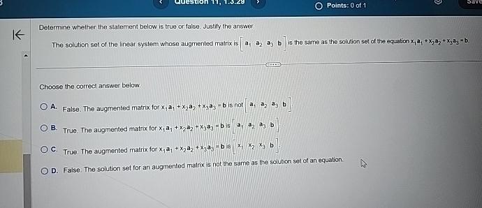Solved Points: 0 ﻿of 1Determine whether the statement below | Chegg.com