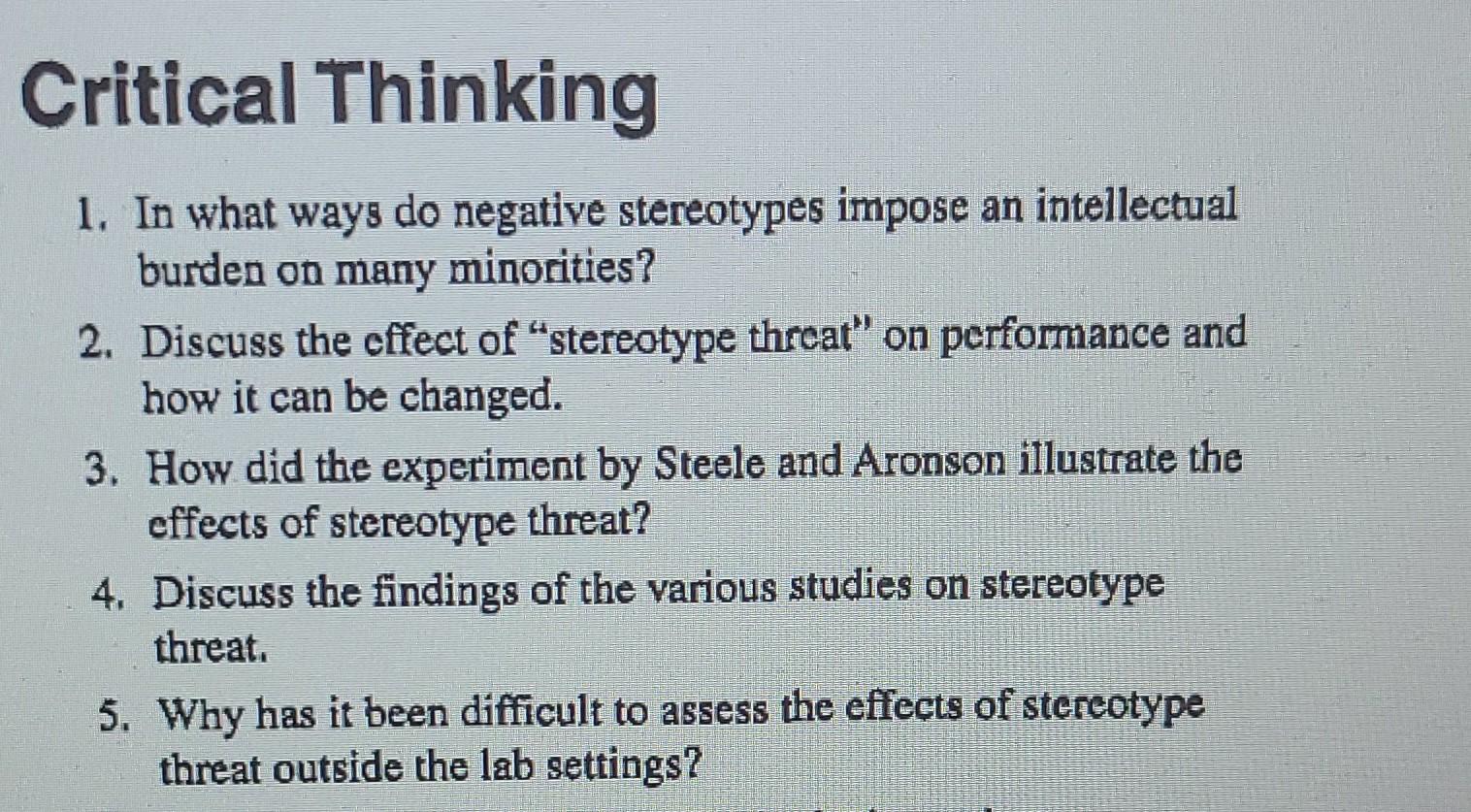 Critical Thinking 1. In what ways do negative | Chegg.com